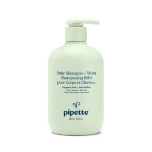 pipette baby shampoo and body wash - fragrance free, tear-free bath time, hypoallergenic, moisturizing plant-derived squalane, new formula, 11.8 fl oz