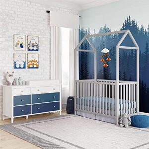 little seeds rowan valley skyler 3-in-1 convertible crib with canopy, dove gray