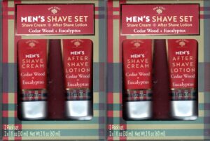 bolero beverly hills cedar wood + eucalyptus men's shave and after shave lotion cream 2 pack set moisturize 2 x 1fl oz (30ml) (set of 2 pack)