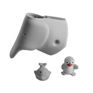 bath spout cover, faucet cover baby tub spout cover bathtub faucet cover for kids -tub faucet protector for baby - silicone spout cover gray elephant - kids bathroom accessories - free bathtub toys