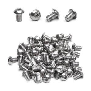 yinpecly m5x8mm hex socket head machine screws 304 stainless steel inner hex socket round head screw fasteners furniture bolts silver tone 50pcs