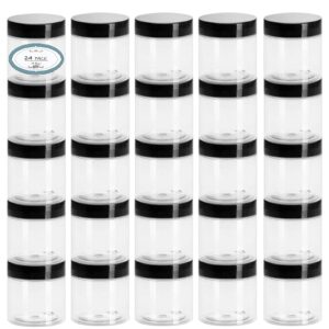 24 pack 4 oz plastic containers with lids and labels clear empty plastic body butter jars for beauty products, body scrubs, cosmetic, face creams and lotion