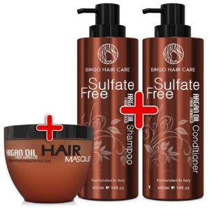 bingo hair care moroccan argan oil shampoo, conditioner and hair mask set