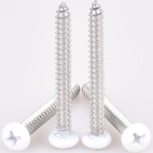 60 pcs # 8 x 1 1/2" white screws white pan head machine screws white rv screws twinfast thread cargo rv zinc plated corrosion resistance #2 phillips bit with screw bit