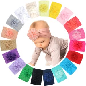 ded 20 pcs baby girls nylon headbands 3.15 inch chiffon flower soft stretchy hair band hair accessories for newborns infants toddlers