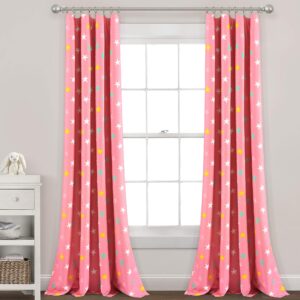 lush decor baby unicorn heart rainbow star blackout window curtain single panel, pink & multicolored