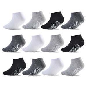 epeius baby socks low cut non-slip socks for toddler boys girls ankle socks with grips value pack kids grip socks non skid 12 pack 3-5 years