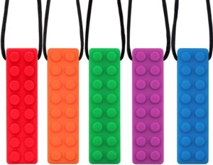 chew necklace, sensory chew necklace bundle for kids with teething, adhd, autism, biting needs, oral motor chewy teether, silicone necklace made from food grade silicone safety, for boys&girls(5 pcs)