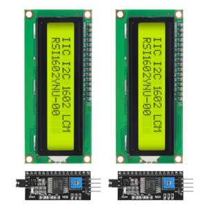 dorhea 2pcs 1602 16x2 lcd module shield yellow-green backlight with iic i2c driver serial interface and lcd module display