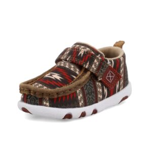 twisted x infant's hooey driving moc, moc toe, red aztec, 6 m