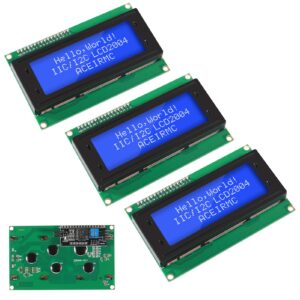 aceirmc 3pcs iic i2c twi serial lcd 2004 20x4 display screen blue + iic i2c module interface adapter for raspberry pi arduino (blue)