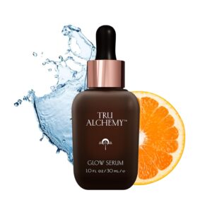 tru alchemy vitamin c glow serum | facial serum with bakuchiol, glycolic & lactic acid | skin illuminating serum | anti-aging vitamin c face serum | hydrating face wrinkle serum | 1 fl oz/30 ml