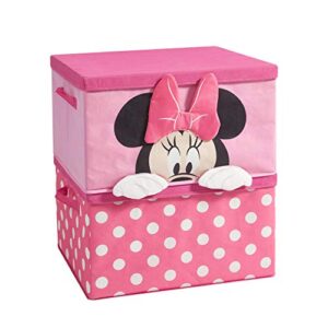 idea nuova disney minnie mouse figural 2 piece stackable storage set, pink