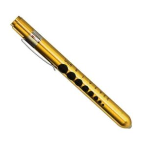 medical pen lights for nurses doctors, reusable led medical penlight flashlight with pupil gauge and ruler, white light, choose color (gold)