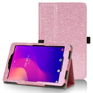 caweet joy tab 2 / tcl tab 8 tablet case, leather stand cover for alcatel joy tab 2 8.0" (9032z) / verizon tcl tab 8 (9038s), glitter pink