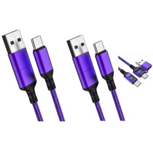 xiongweida (4ft+6ft 2pack) 2in1 usb to usb c to usb c cable (purple)