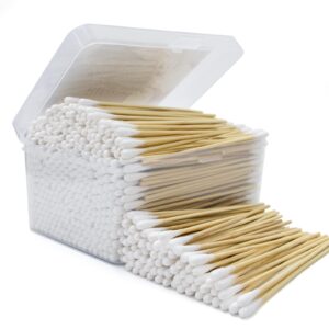 500/1000ct 6'' lint free long cotton swabs - pure cotton tips gun cleaning swabs with durable stem, also fit makeup, pet care, electronic, household- case package