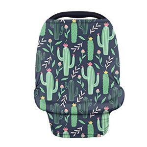 advocator green cactus baby car seat covers multifunctional infant carseat canopy for boys girls,stretchy breathable adjustable peep window