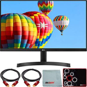 lg 24ml600m-b 24 inch fhd ips led 1920x1080 amd freesync 3-side borderless monitor bundle with deco gear hdmi cable 2 pack + gamer surface mousepad + screen cloth