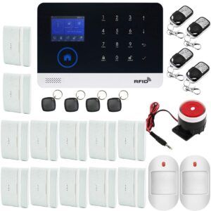 keepworld wifi gsm tuya wireless home office security alarm burglar system, app control, compatible with amazon alexa and google home, support rfid access, anti-theft auto dialer, easy install