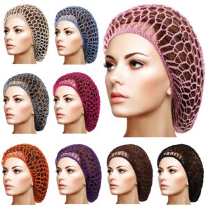 9 pieces mesh hair net rayon head bands for sleeping crochet hairnet, hair covers ornament, hair accessories for women, 9 colors