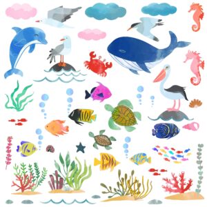 ocean animals and seabirds nursery peel & stick wall decals for boys and girls