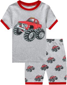 little hand toddler boys monster truck pajama green pick-up truck pyjamas kid pjs sleepwear for boy 3t