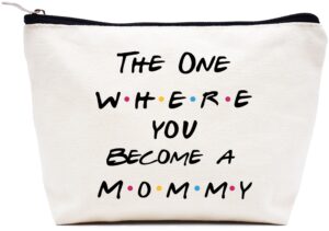 mothers day gift-new mommy gift,first time mom gift,mother to be ideas,promoted to mom,baby shower present,pregnancy announcement gift,the one where makeup bag you become a mommy cosmetic bag gift