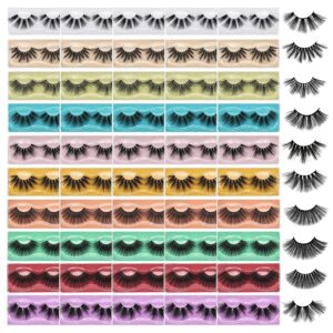 farred wholesale 25mm faux mink lashes, 50 pairs 10 styles, bulk long dramatic 6d fake eyelashes strip volume lashes, synthetic false eyelashes