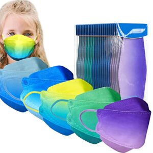 sheal 50pcs disposable 4-layer kids face masks protection breathable comfortable 5 gradient colors for kids (3-5 years)