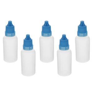 bettomshin 50pcs 20ml pe plastic squeezable eye liquid dropper bottles thin mouth lab reagent bottle liquid sample seal sample storage translucent bottle with blue cap