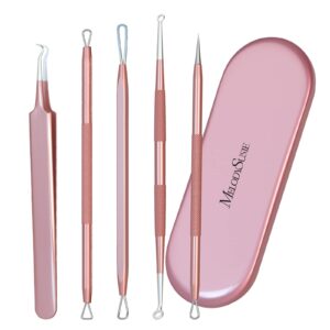 melodysusie blackhead remover pimple popper tool kit - professional extractor for nose and face, stainless comedone, blemish whitehead popping with portable metal case.