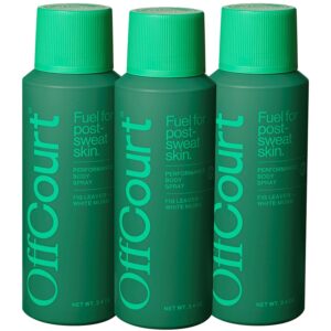 offcourt - natural deodorant body spray for men and women - aluminum free - whole body deodorant for women and men - clean fig leaves and white musk scent, 3.4 ounce (pack of 3)