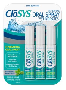 closys oral breath spray, 0.31 ounce (3 count), mint, sugar free, ph balanced, fights bad breath