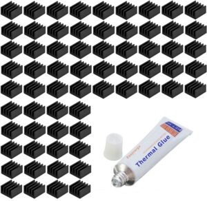 easycargo 100pcs vrm 9mm heatsink kit + 10g thermal conductive adhesive silicone glue, small mini cooler heat sink for cooling vrm gpu motherboard stepper driver mosfet voltage regulators 9mmx9mmx5mm