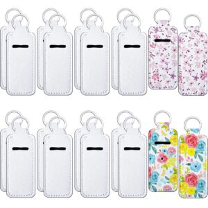 hicarer 20 pcs sublimation lipstick holder keychain bulk blank lipstick neoprene clip-on sleeve travel key ring holder