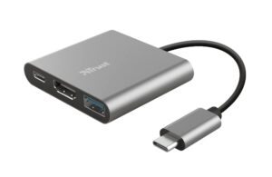 trust dalyx 3-in-1 multiport usb-c adapter, usb-c pd port, usb, hdmi, hdr and hdmi 1.4 (4k 30hz), 5 gbps usb 3.2 gen 1, macbook, pc, laptop, chromebook