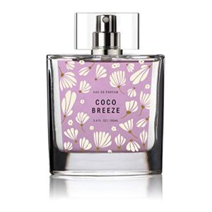 tru fragrance beauty coco breeze women's perfume spray - purple and white flowers, 1.7 oz 50 ml - an airy coconut fusion of pear, peach blossoms, and cedarwood