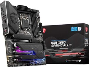 msi mpg z590 gaming plus gaming motherboard (atx, 11th/10th gen intel core, lga 1200 socket, ddr4, pcie 4, cfx, m.2 slots, usb 3.2 gen 2, dp/hdmi, mystic light rgb)