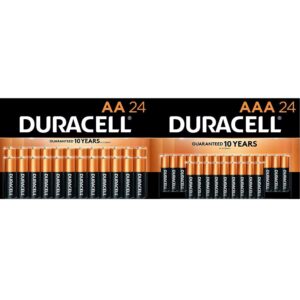 duracell - coppertop aa 24 + aaa 24 alkaline batteries combo pack - long lasting double a & triple a battery - 48 count