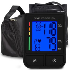 vive blood pressure machine monitor & cuff - upper arm bp automatic digital bluetooth read out for blood-pressure support system, sphygmomanometer heartbeat detector, at home high & low read-out