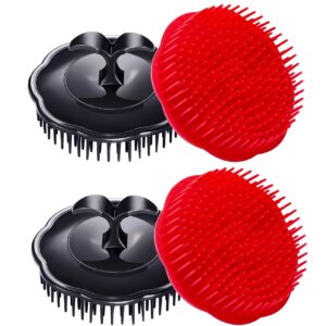 aroveea hair scalp brush dandruff cleaning brush shower scalp shampoo brush scalp massager pack of 4 (black and red)