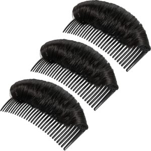 willbond 3 pieces invisible false hair clips, increased pad bump it up volume hair base fluffy princess styling insert tool for women girls(black)