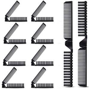 10 pcs portable travel folding comb brush combo compact foldable hair brush pocket size comb double headed for women men homeless hotel shelter nursing home charity church (black)