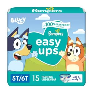 pampers training pants - easy ups boys & girls bluey - size 5t-6t, 15 count, children's potty underwear (packaging may vary)