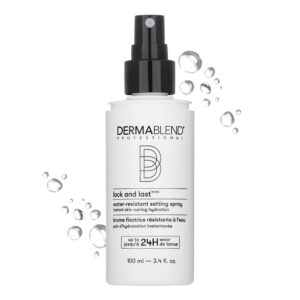 dermablend lock and last water-resistant setting spray, finishing spray for makeup with lightweight natural finish, spray with witch hazel