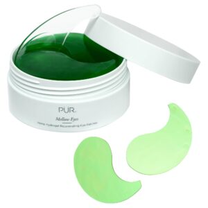 hydrogel rejuvenating under eye patches, mellow eyes by pur beauty - hydrates, plumps & brightens under eye - hemp seed oil, green tea extract, kiwi fruit extract - cruelty & gluten free - 30 pairs