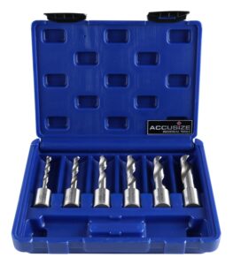 accusize industrial tools 6pcs/set h.s.s. fully ground drill sets with 3/4" weldon shank, 2inch cutting depth, 0519-5002