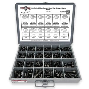 metric 12.9 alloy allen socket head cap screws bolts black oxide assortment - 453 pcs