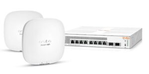 aruba a hewlett packard enterprise company aruba instant on 1930 8-port poe smart switch (jl681an.aba) bundled with (2x) ap22 wi-fi 6 wireless access points (r4wo1a)